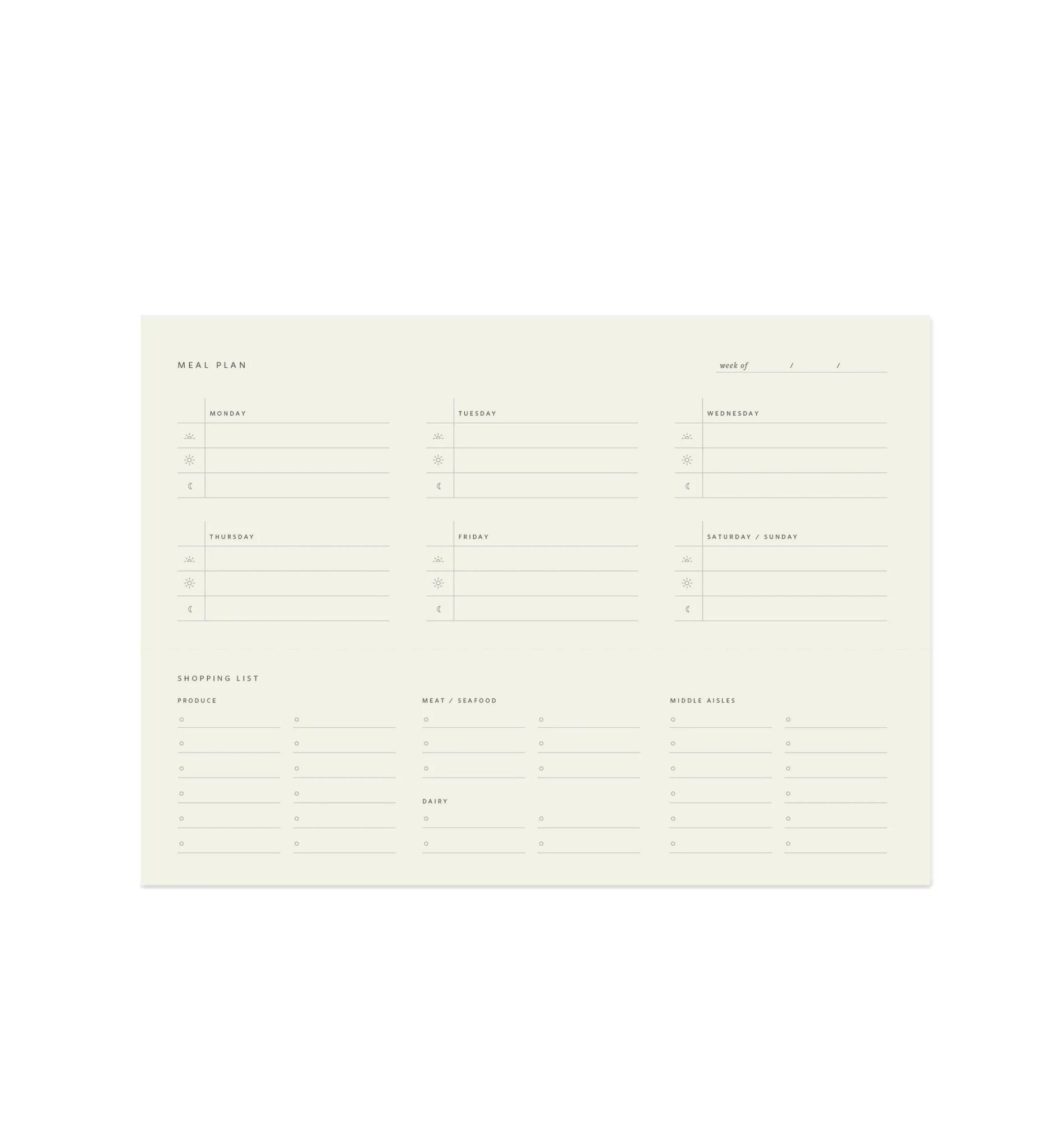 Weekly Meal Planner Notepad – Tidewater